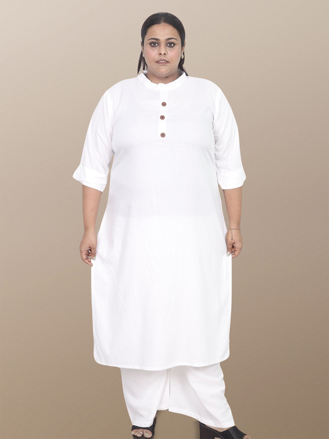 Buy Myplusfashion Plus Size Mandarin Collar Straight Kurta - Kurtas for Women 33763183 | Myntra