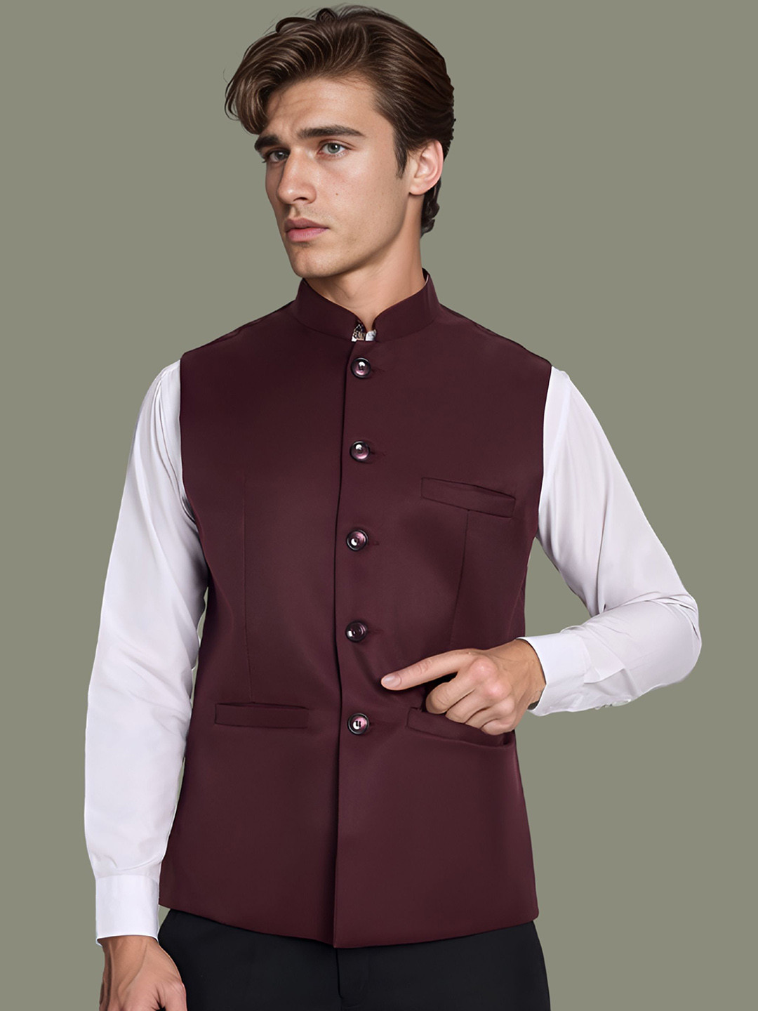 Buy Moda Rapido Mandarin Collar Nehru Jacket - Nehru Jackets for Men ...
