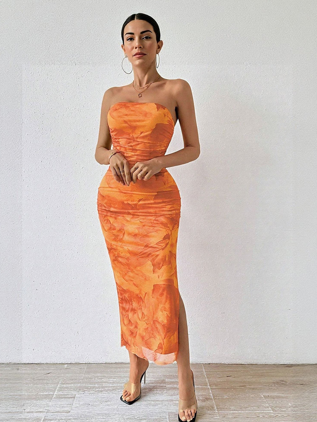 Buy Outzidr Women Digital Print Mesh Tube Dress - Dresses for Women ...