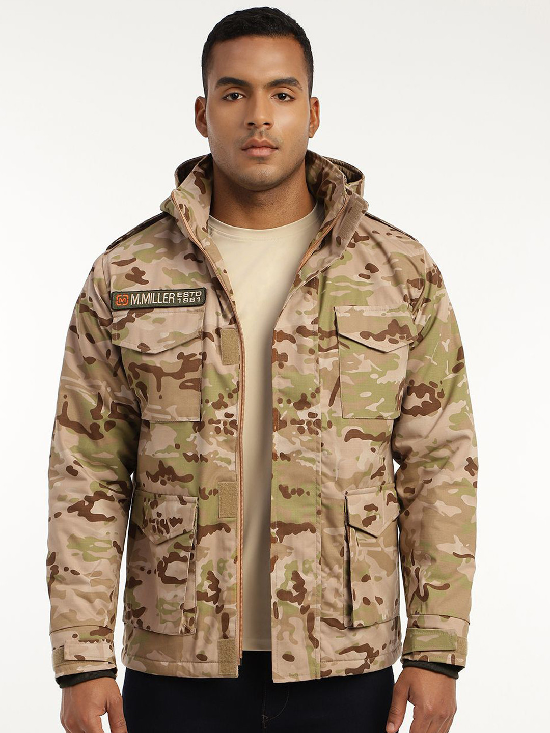 Buy MOUNTMILLER Men's Solid M65 Ripstop Field Hooded Tactical Jacket ...