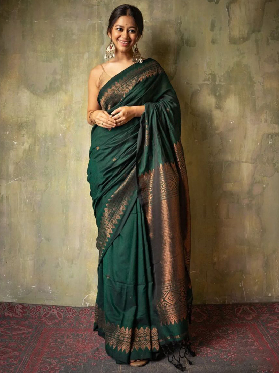 Buy SHOP DROP Ethnic Motifs Woven Design Pure Silk Banarasi Saree ...