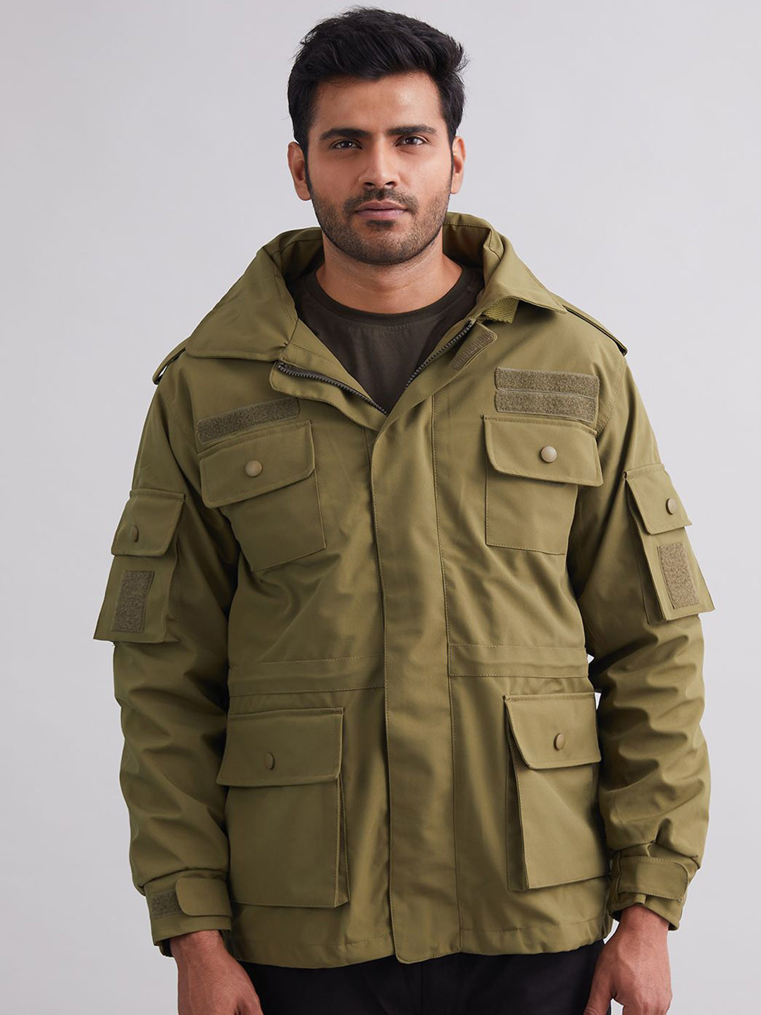 Buy MOUNTMILLER Men's Solid Marshall Triple Layer Hooded Tactical ...