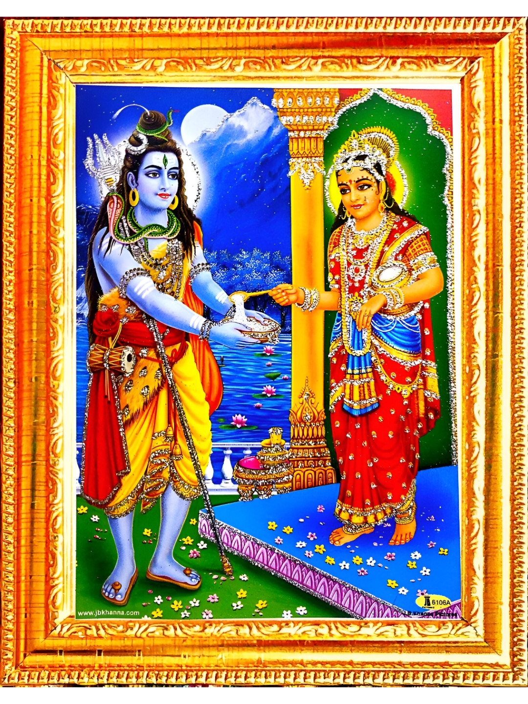 Buy SUNINOW Gold Toned & Blue Annapurna Ji With Shiv Ji Wooden ...