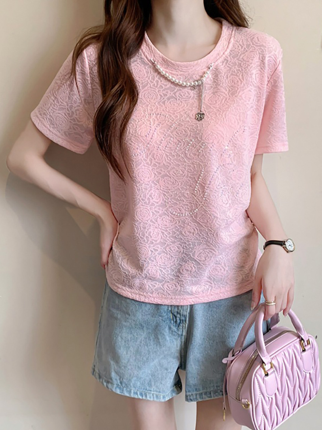 Buy StyleCast X Revolte Women Pink Floral Embellished Top - Tops for ...