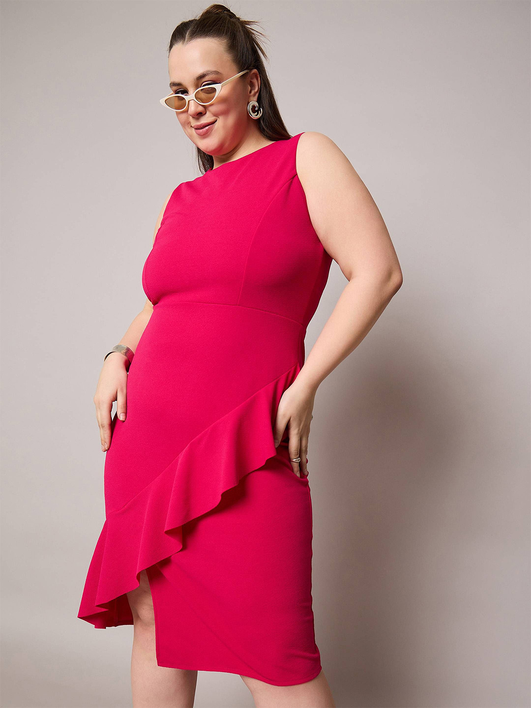 Buy SASSAFRAS Curve Plus Size Bodycon Midi Dress - Dresses for Women ...