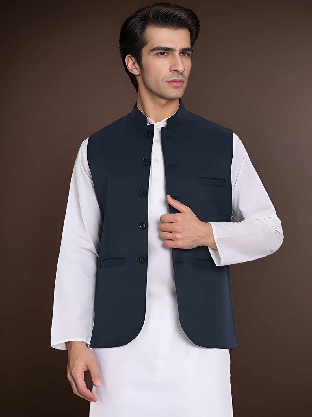 Buy Moda Rapido Mandarin Collar Nehru Jacket - Nehru Jackets for Men ...