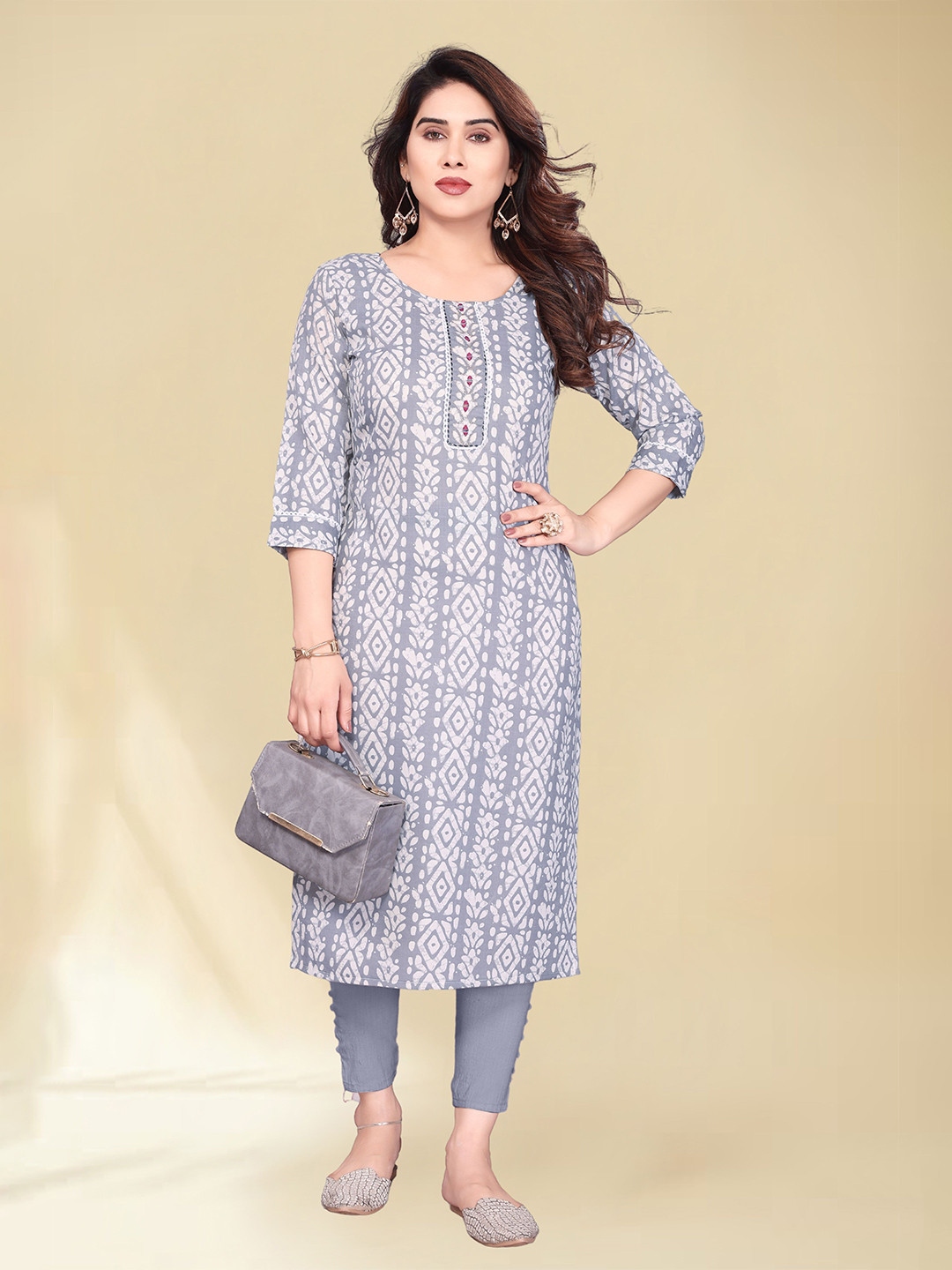 Buy SIMPLYETHNIC Women Geometric Printed Thread Work Summer Sheers ...