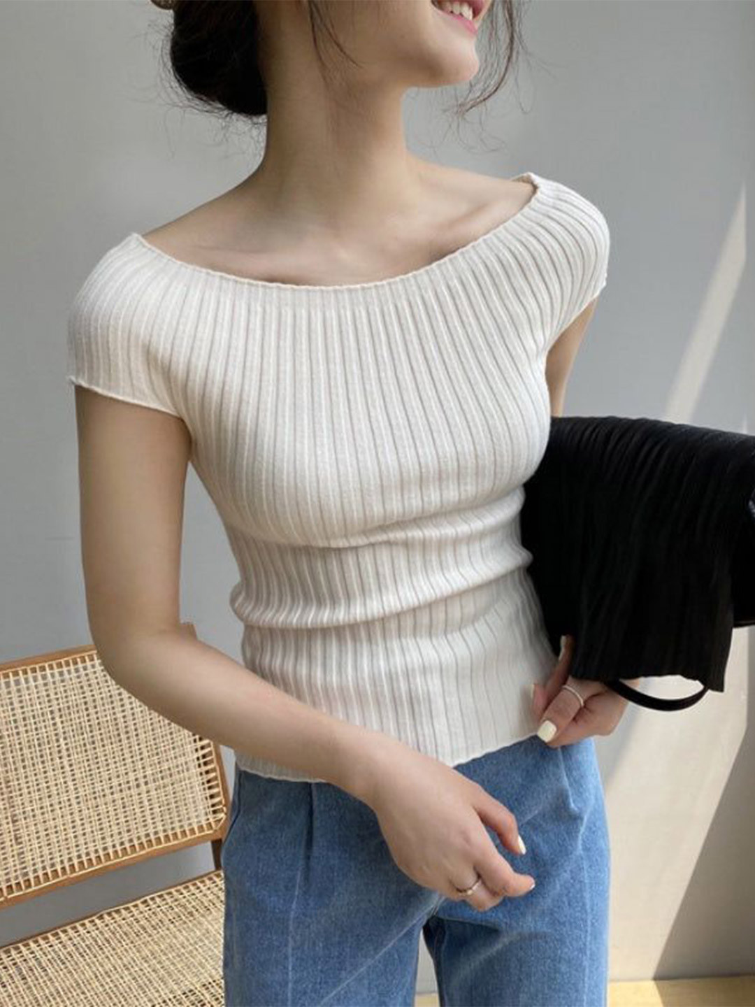 Buy Outzidr Women Broad Neck Cap Sleeve Top - Tops for Women 33802086 ...