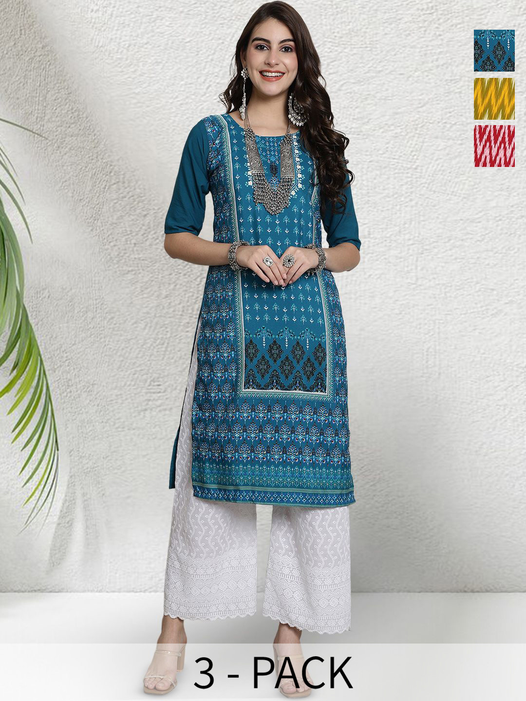 Buy Anouk Rustic Women Pack Of 3 Ethnic Motifs Printed Daily Straight ...