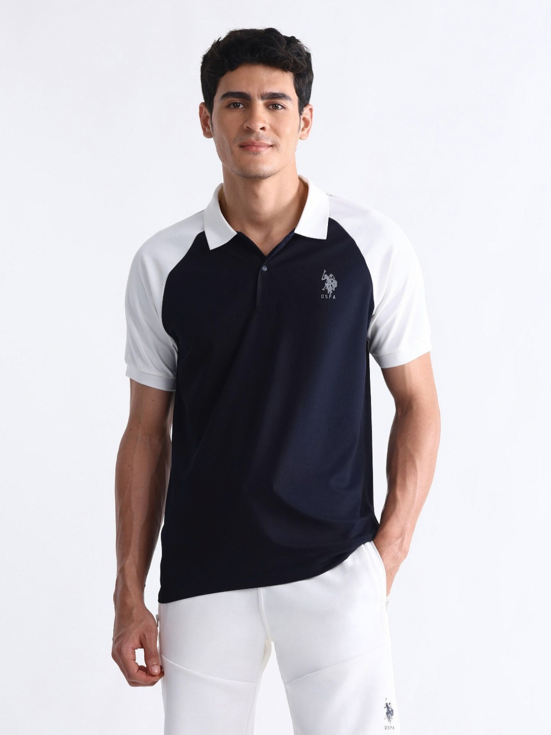 Buy USPA Sport Colourblocked Polo Collar Short Sleeves Slim Fit T Shirt ...