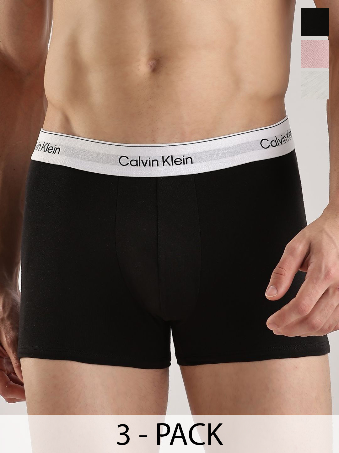 Buy Calvin Klein Underwear Pack Of 3 Low Rise Outer Elasticated Knitted Trunks NB4392670 - Trunk ...