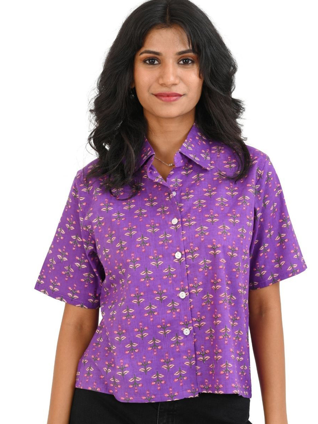 Buy 30 Looks Women Floral Printed Cotton Shirt Style Top - Tops for ...