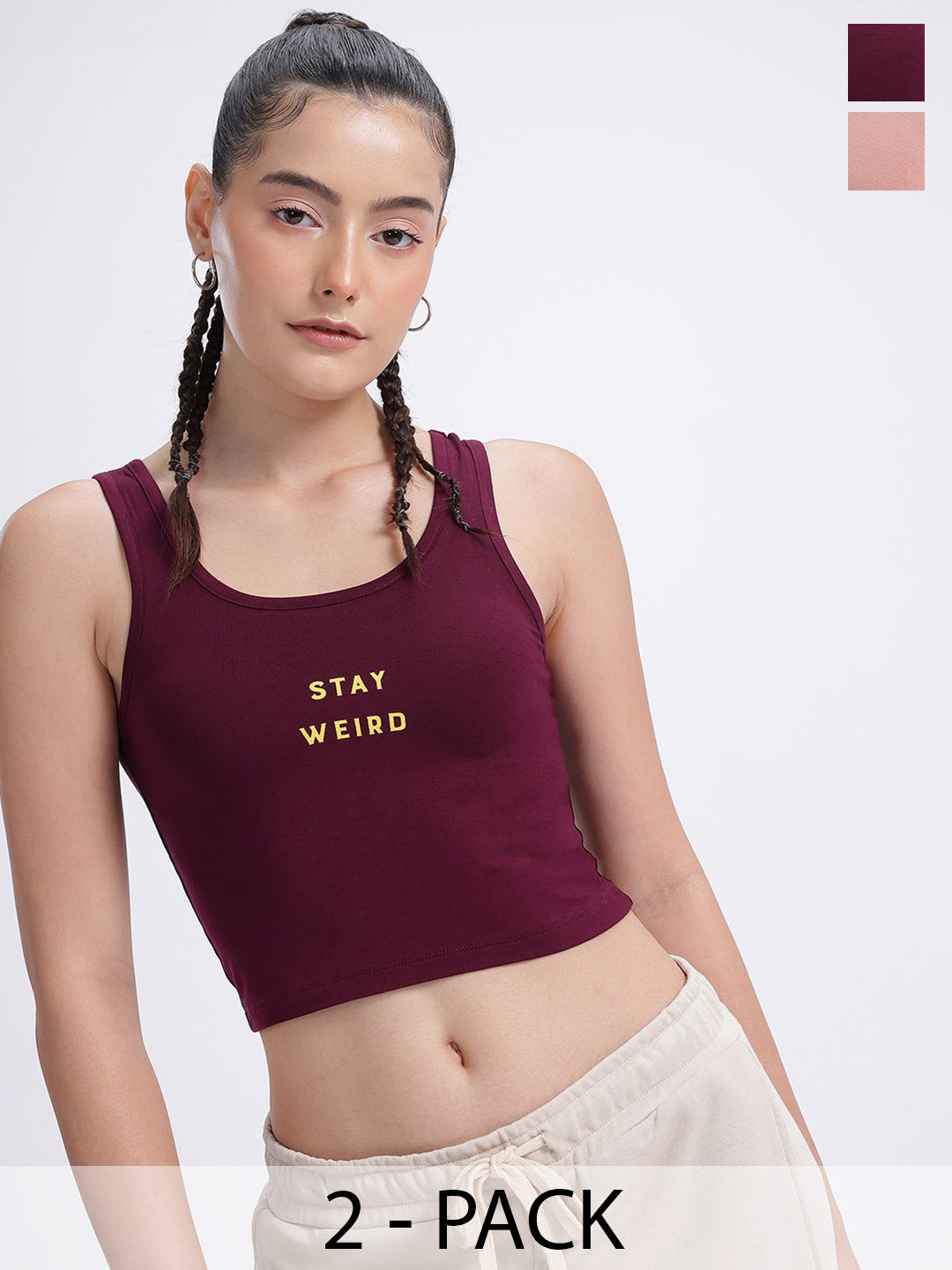 Buy SZN Pack Of 2 Printed Bamboo Tank Crop Tops - Tops for Women ...