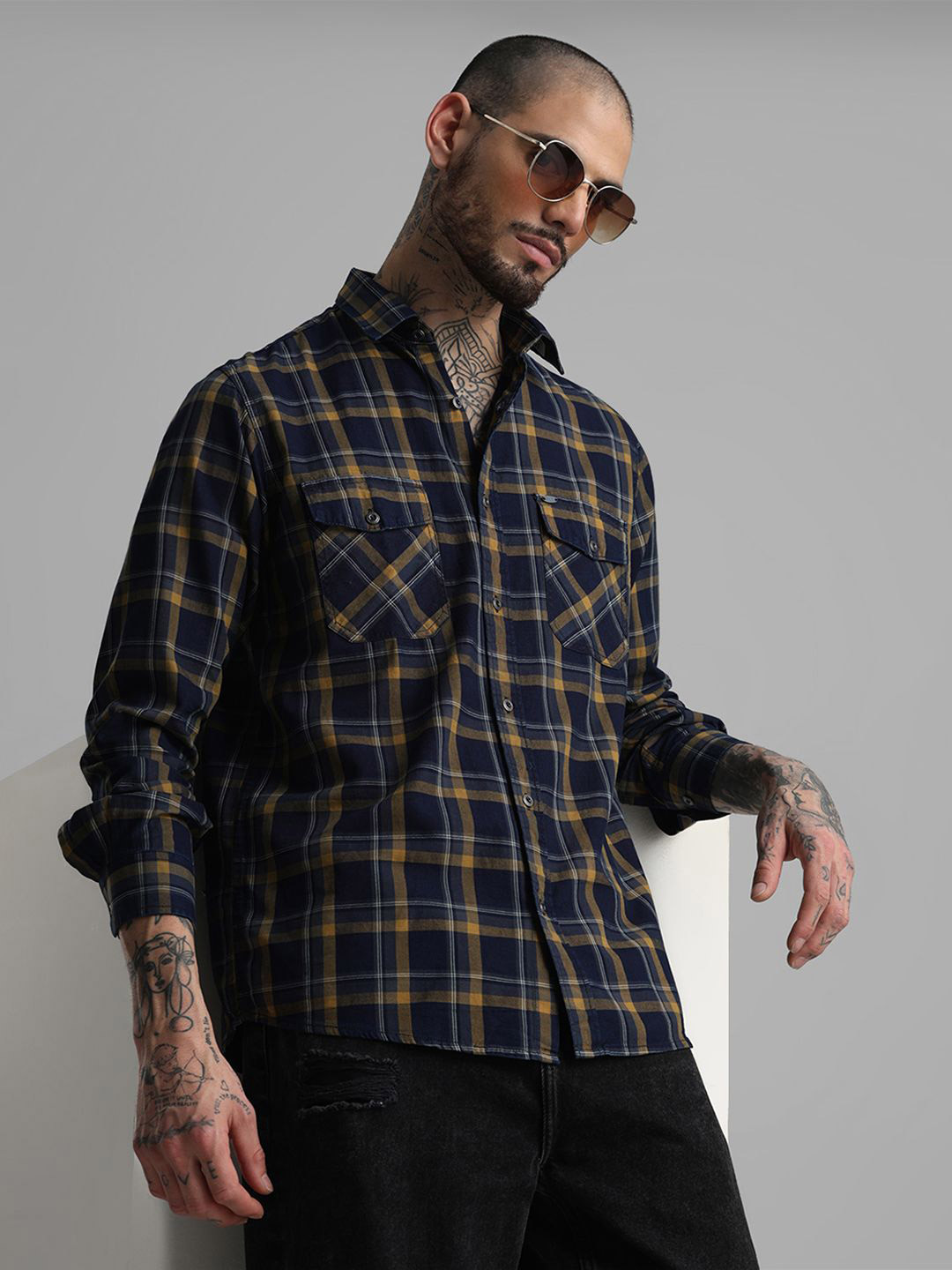 Buy Klub Fox Men Smart Slim Fit Tartan Checks Opaque Checked Casual ...