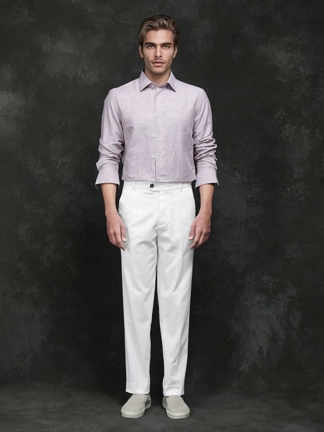Buy RARE RABBIT Men Textured Tailored Formal Trousers - Trousers for ...