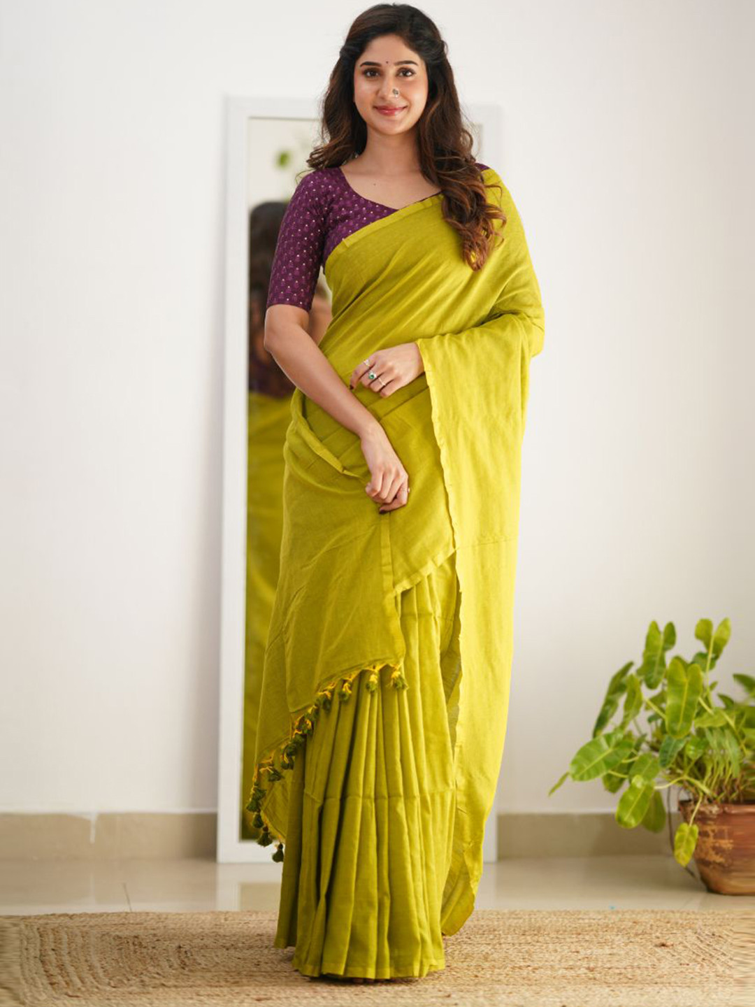 Buy Sutisancha Everyday Cotton Saree With Elegant Thread Work Blouse ...