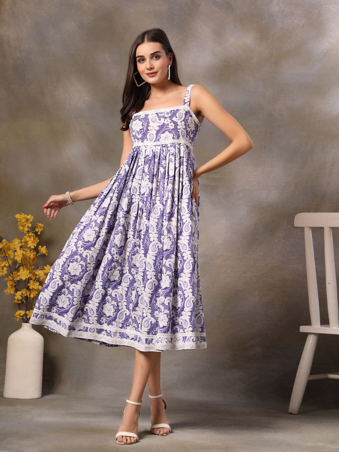 Buy Zenava By Myntra Floral Print Fit & Flare Maxi Dress - Dresses for ...