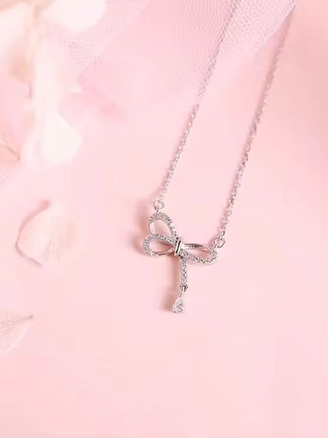 Buy DKane Designs American Diamond Studded Bow Chain - Necklace And ...