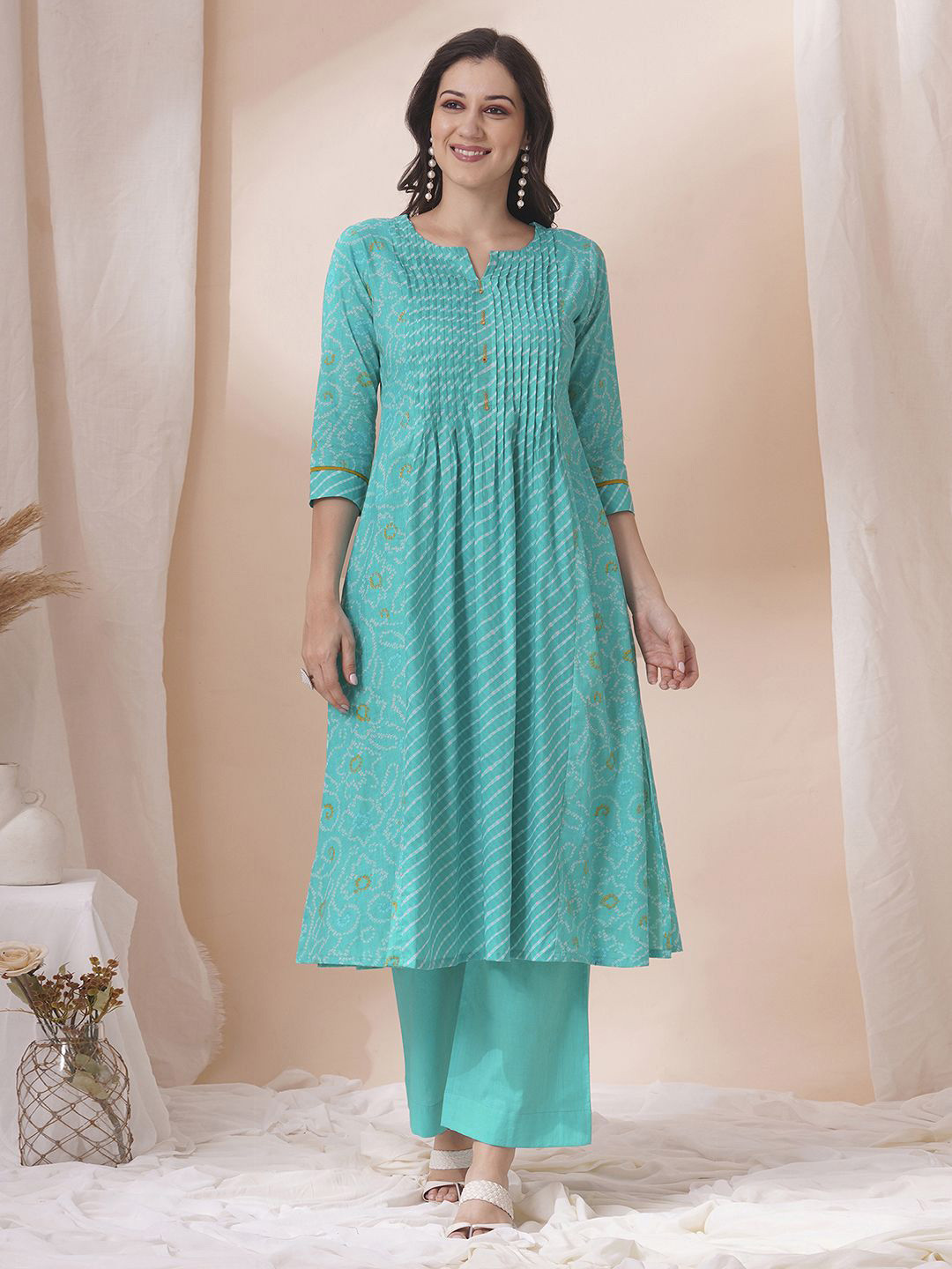 Buy KAMI KUBI Women Abstract Embroidered Daily Cotton A Line Kurtas ...