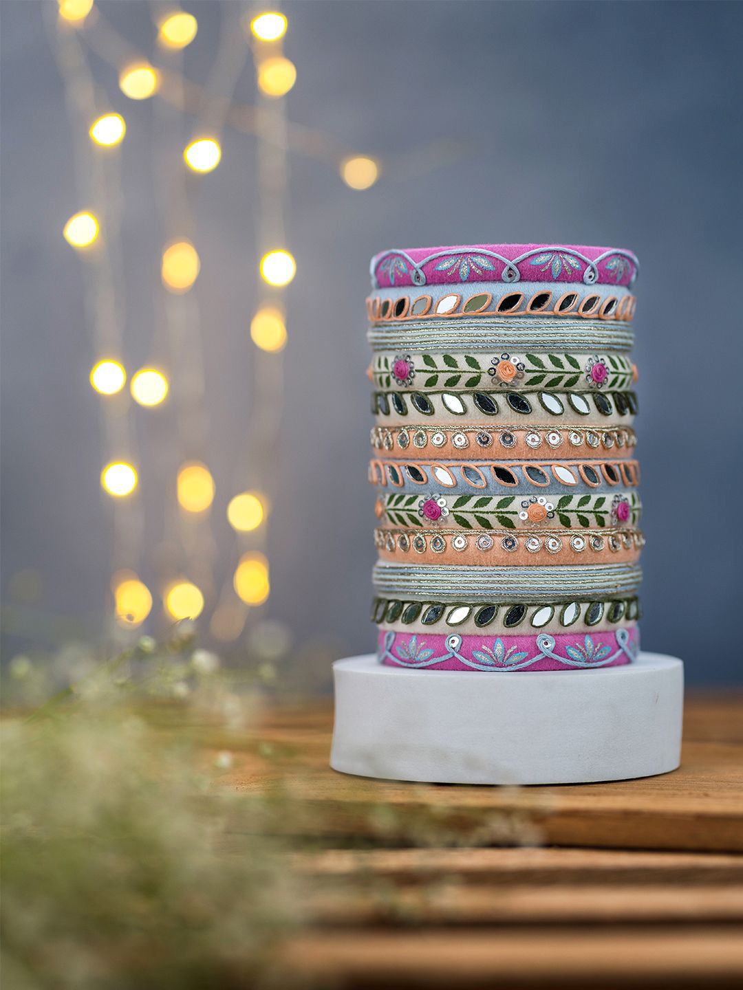 Buy Taasha Craft Set Of 12 Cotton Threads Bangle - Bangle for Women ...