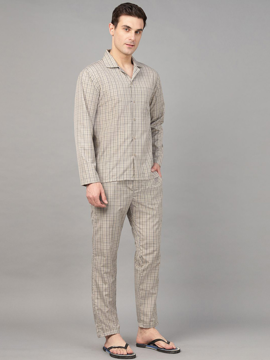 Buy English Navy Men Checked Night Suit - Night Suits for Men 33489643 ...