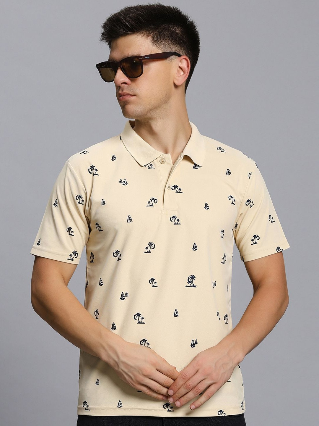 Buy TIMBER HITCH Printed Polo Collar Short Sleeves T Shirt - Tshirts ...