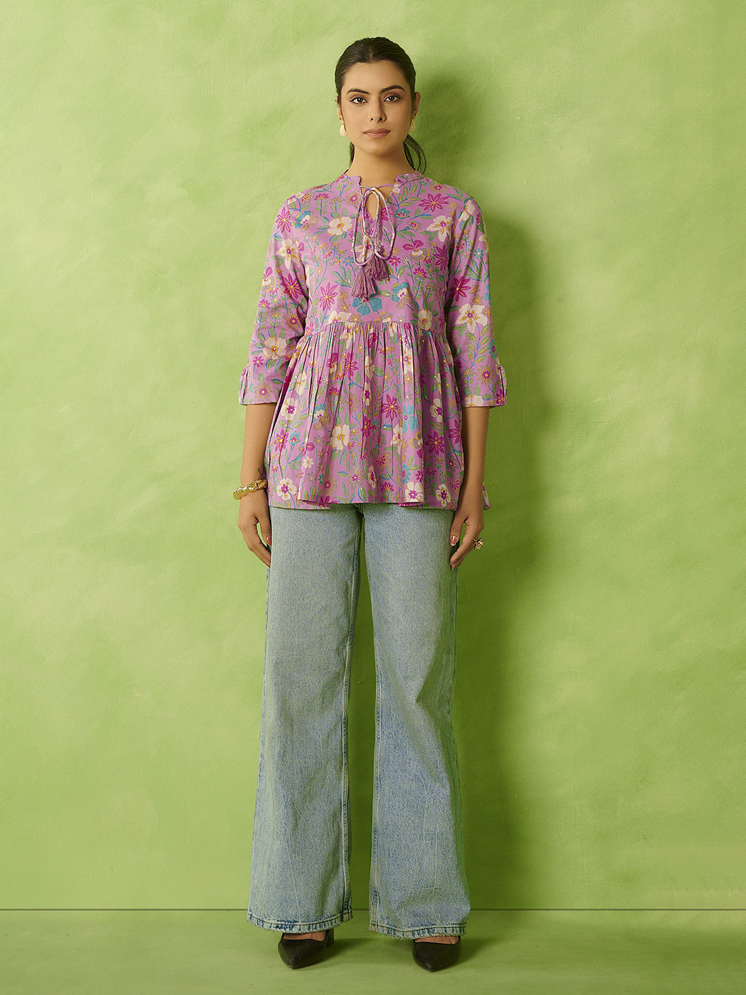 Buy Anouk Floral Printed Modal Empire Anarkali Kurti - Kurtis for Women ...