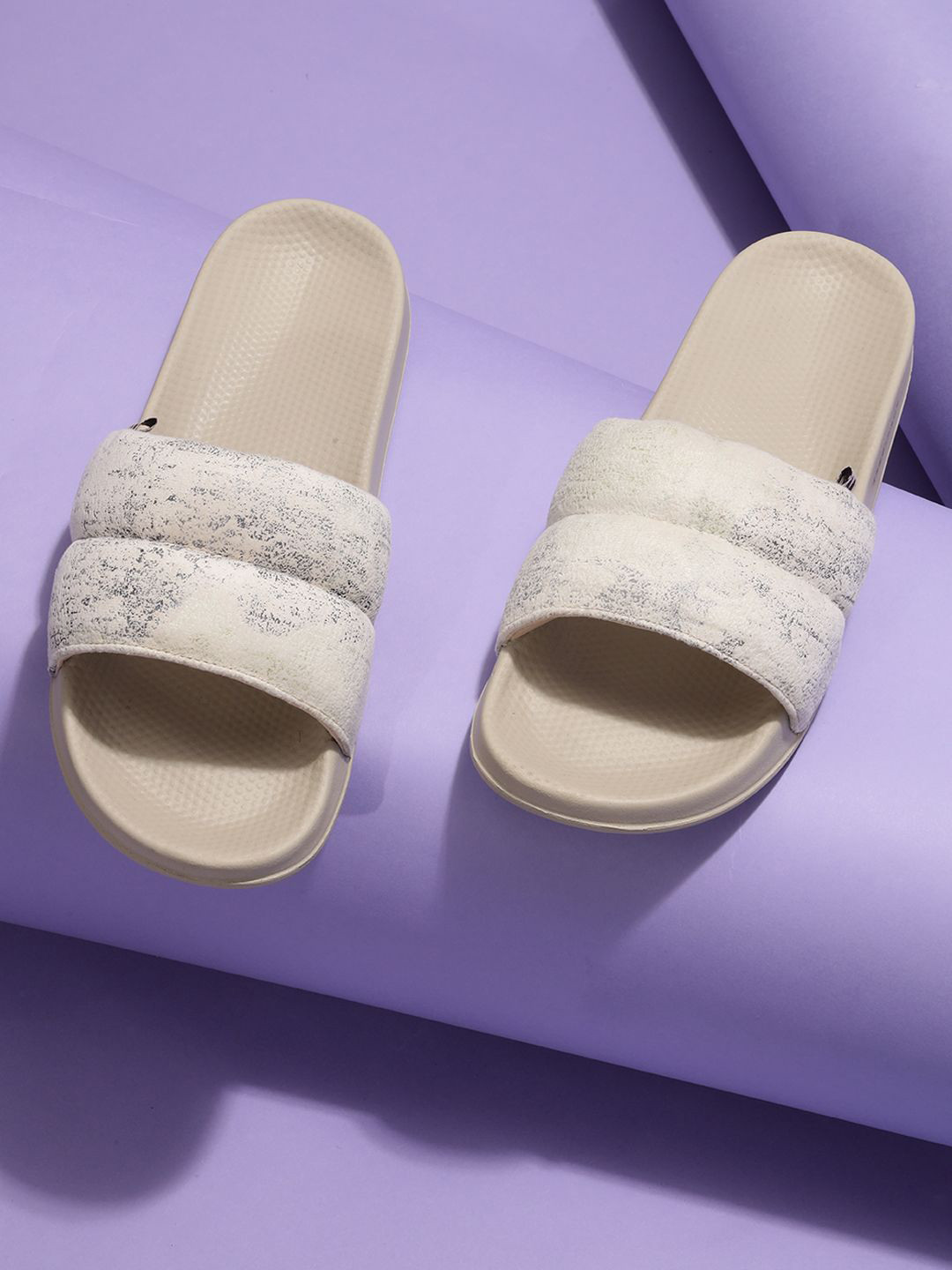 Buy CHUPPS Women Puff Beige Casual Sliders - Flip Flops for Women ...