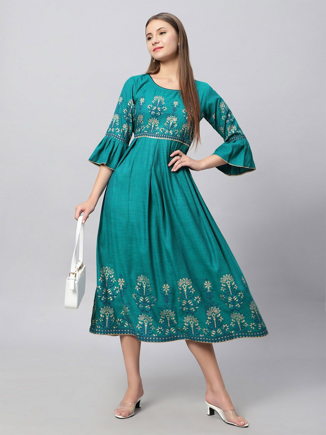 Buy MORDEN MUSE Women Paisley Printed Bell Sleeves Summer Sheers ...