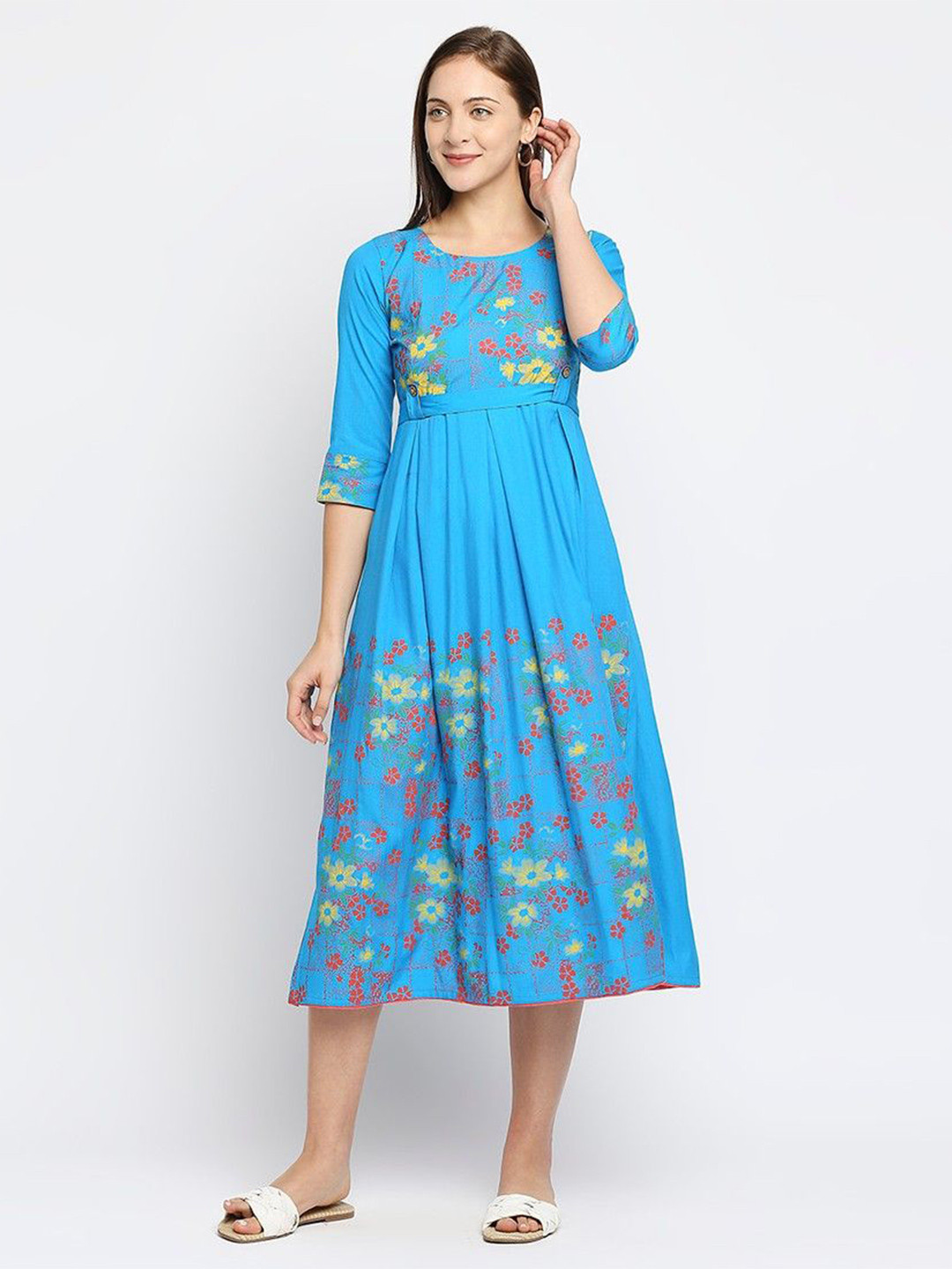 Buy MORDEN MUSE Women Paisley Printed Summer Sheers Maternity Anarkali ...
