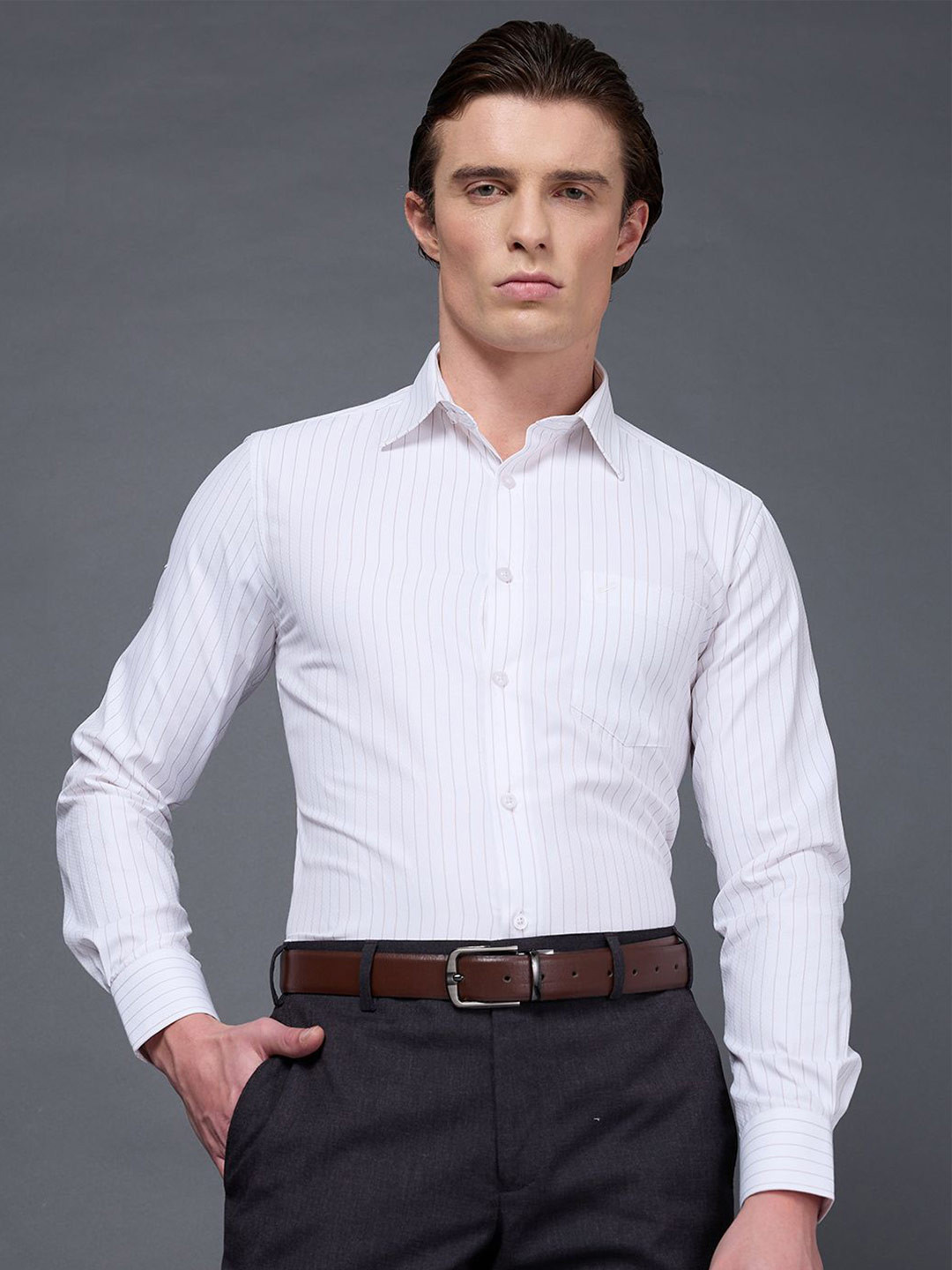 Buy Daniel Hechter Men Slim Fit Opaque Striped Formal Shirt - Shirts ...