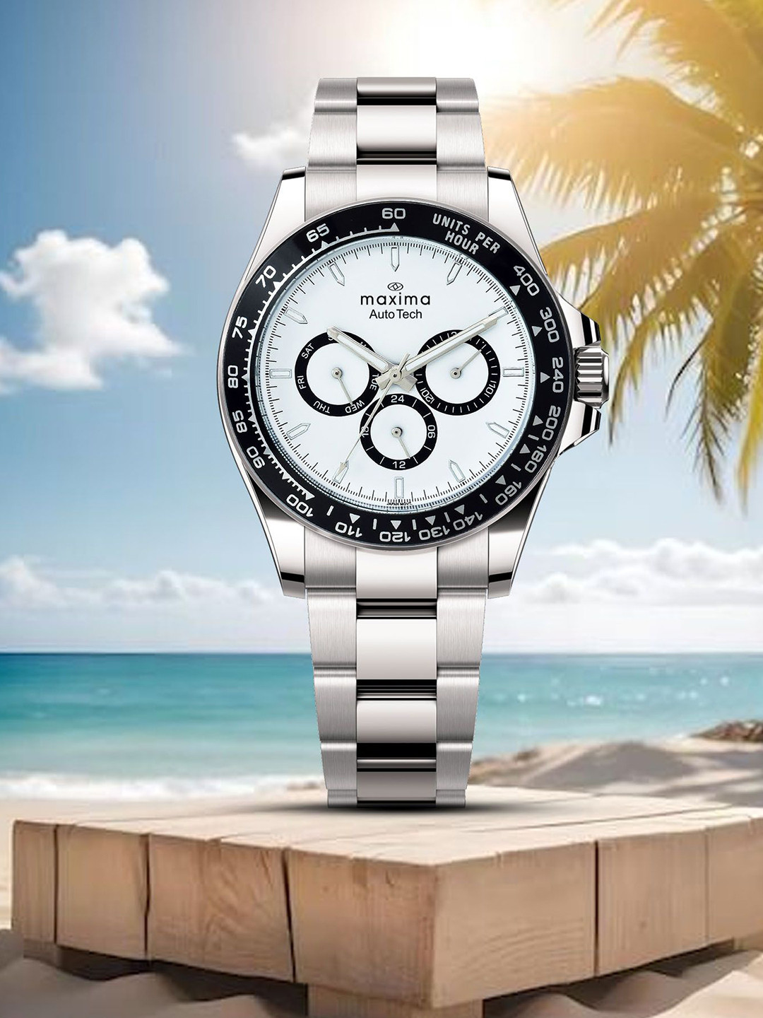 Buy Maxima Men Brass Dial & Stainless Steel Bracelet Style Straps ...