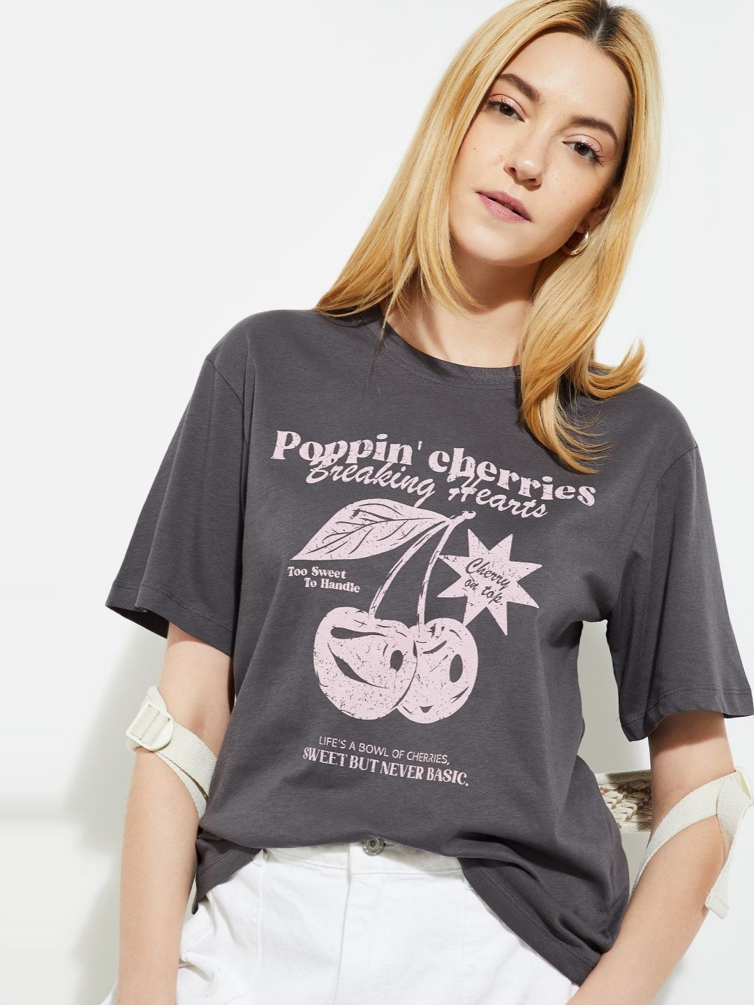 Buy Max Women Typography Printed Round Neck Cotton Relaxed Fit T Shirt ...