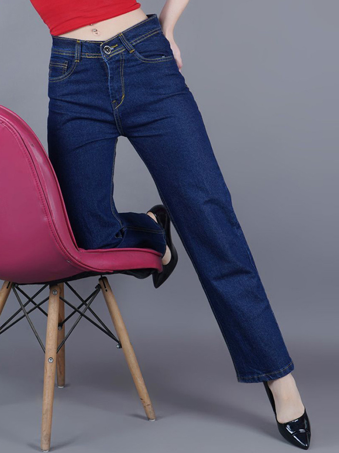 Buy Metronaut Women Classic Straight Fit Mid Rise Non Stretchable Jeans ...