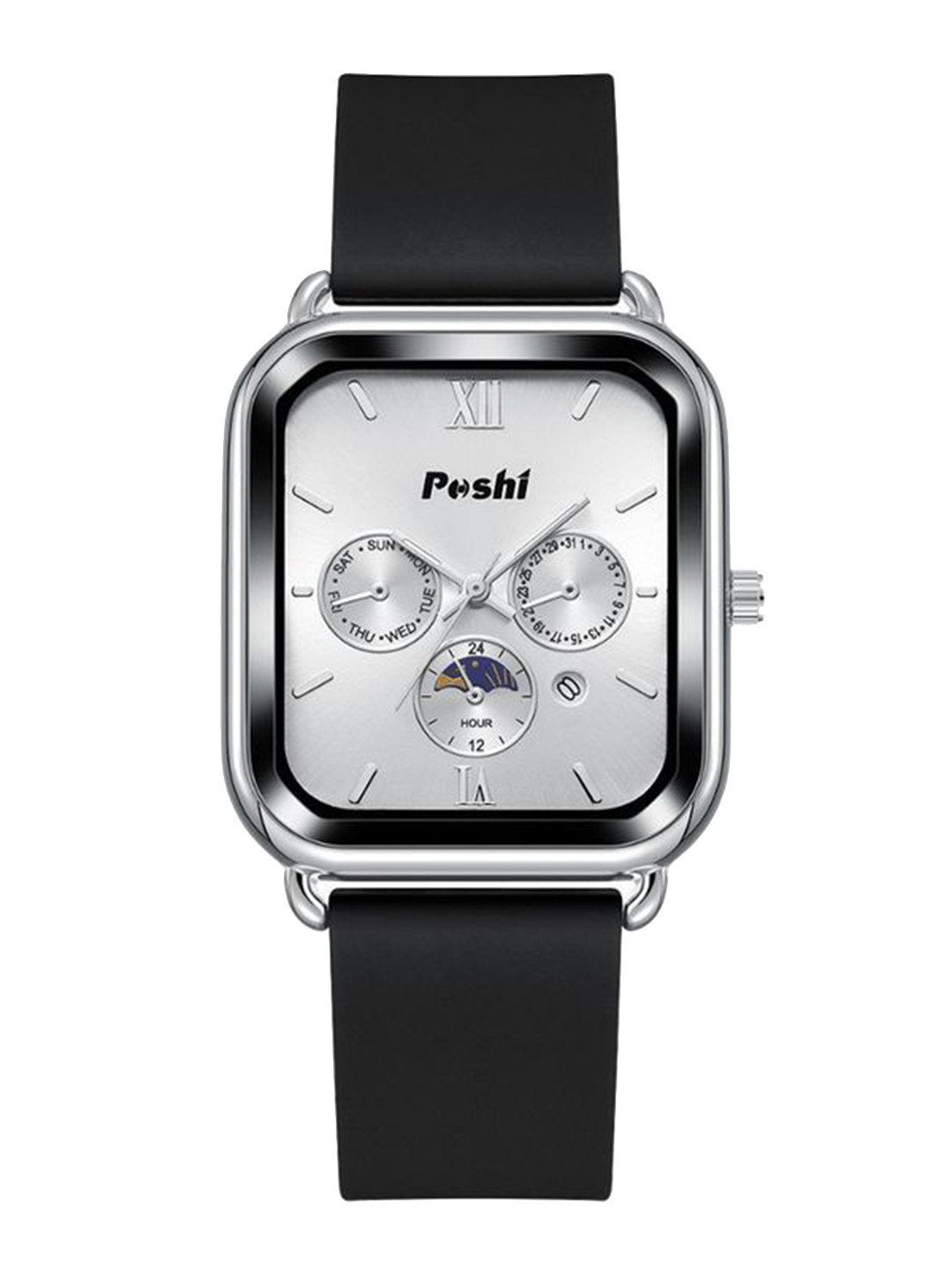 Buy Poshi Men Square Dial Silicone Strap Watch With Adjustable Clasp ...
