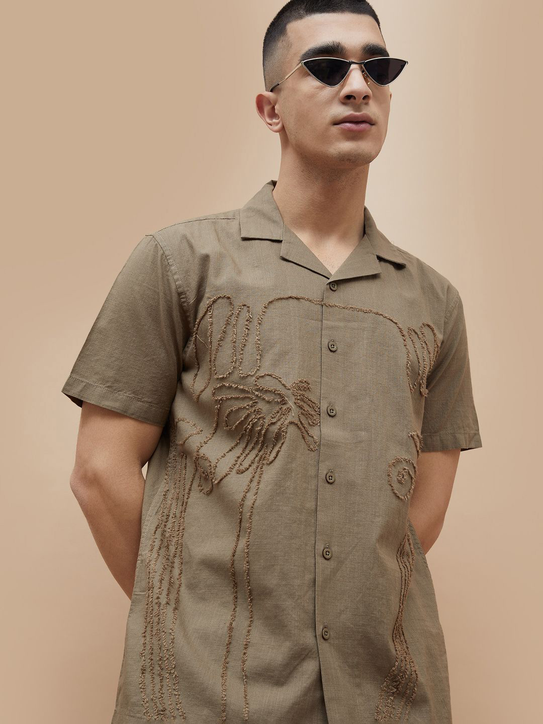 Buy Forca Men Cuban Collar Textured Cotton Casual Shirt - Shirts for ...