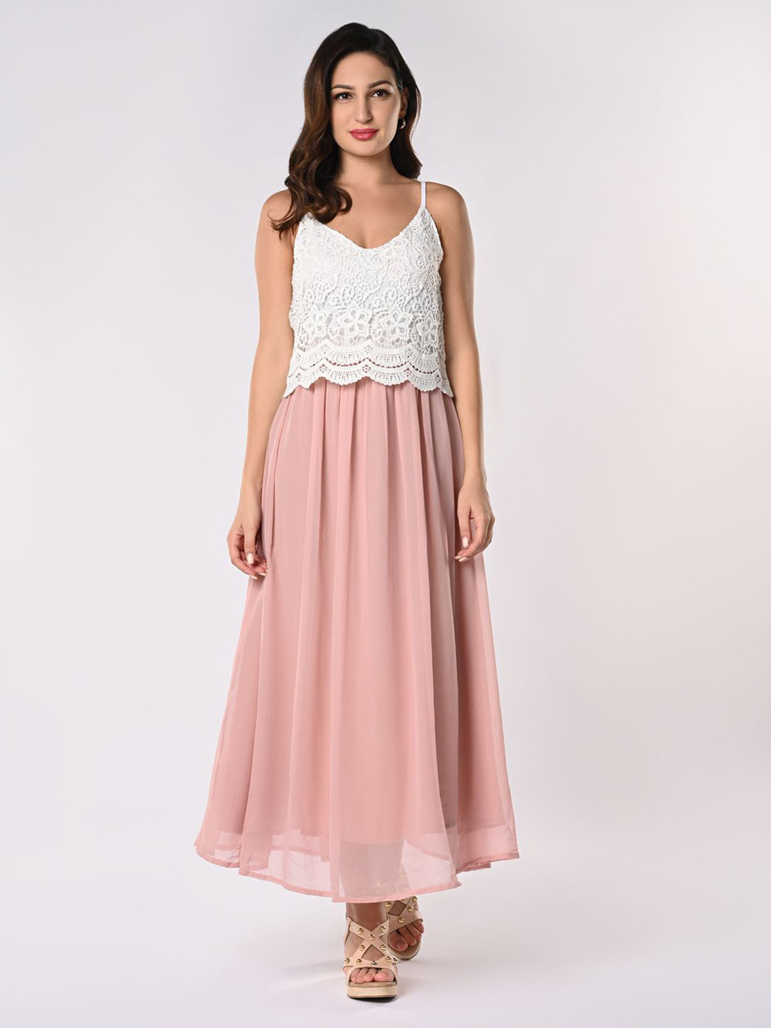 Buy Iti Women Strappy Lace Work Top And Gathered Maxi Co Ords Set - Co Ords for Women 32599354 ...