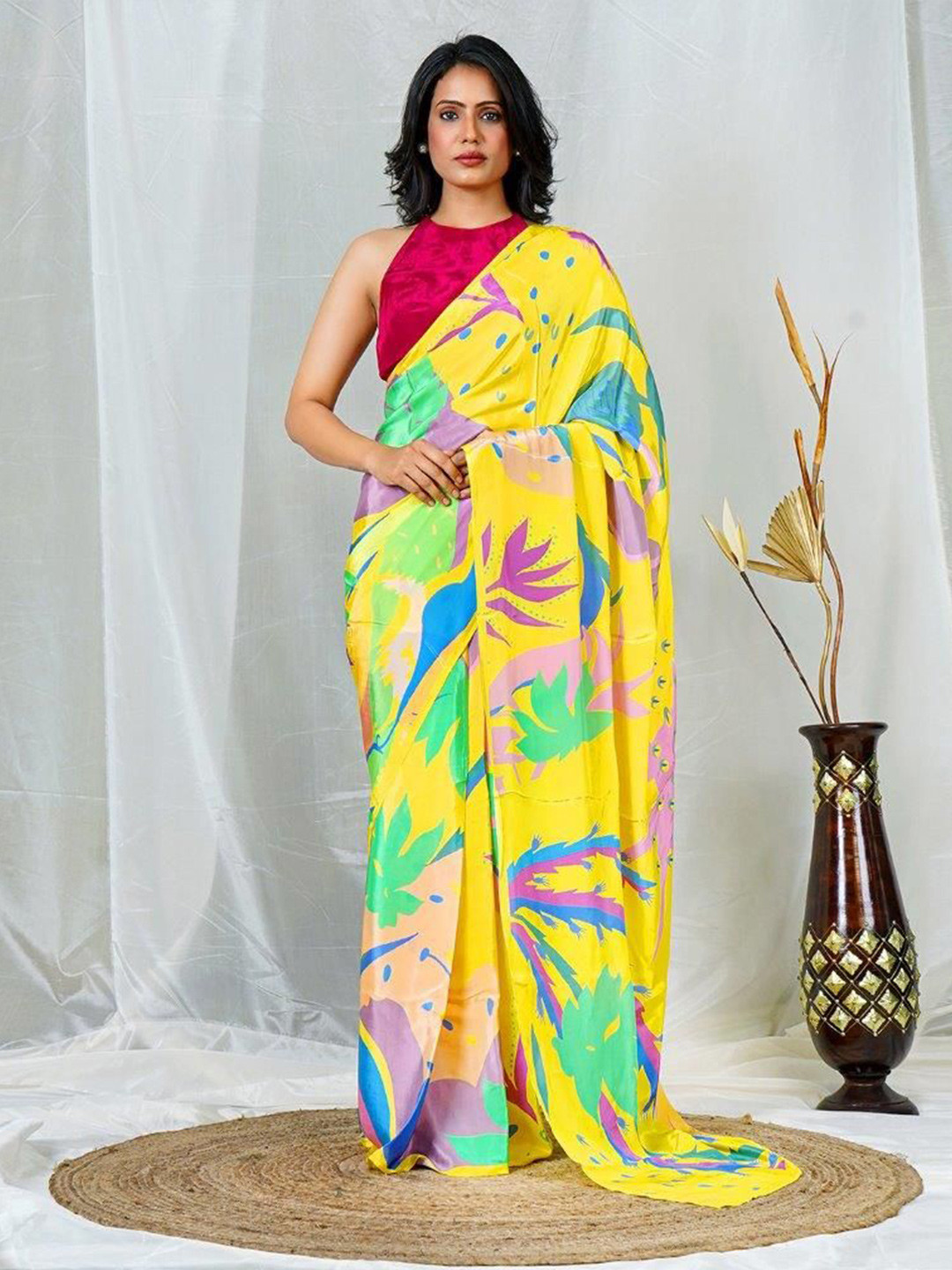 Buy EARTH O FAB Floral Pure Crepe Saree - Sarees for Women 32593449 ...