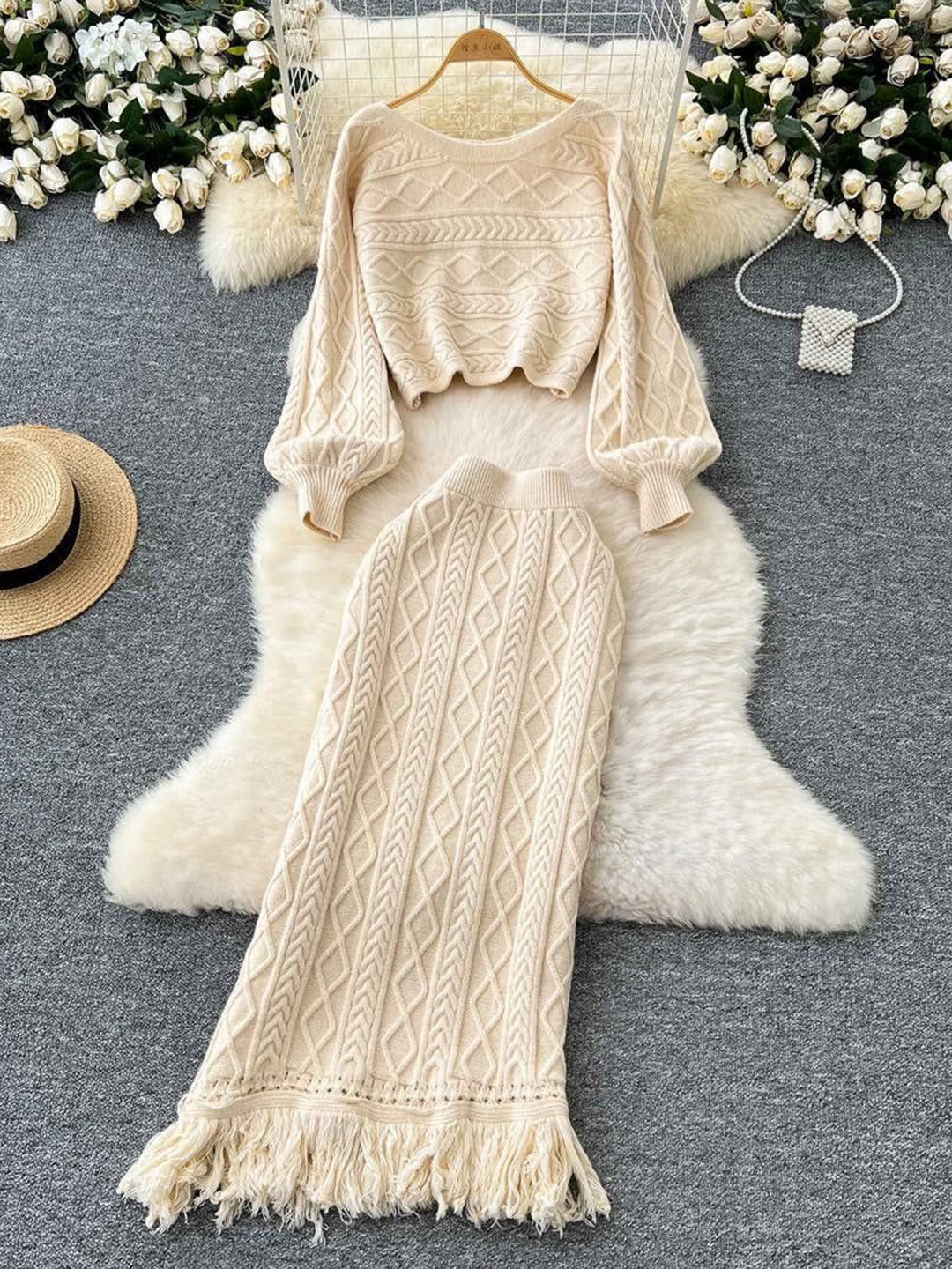 Buy Alamode By Akanksha Beige Freida Knitted Premium Woollen Co Ords ...