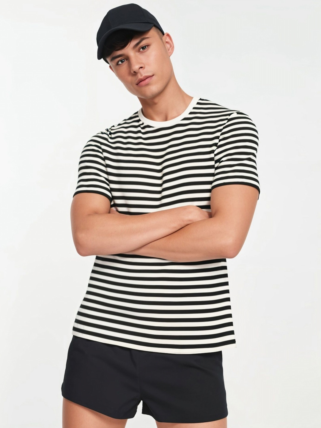 Buy MACK JONNEY Men Striped Round Neck Cotton Relaxed Fit T Shirt ...