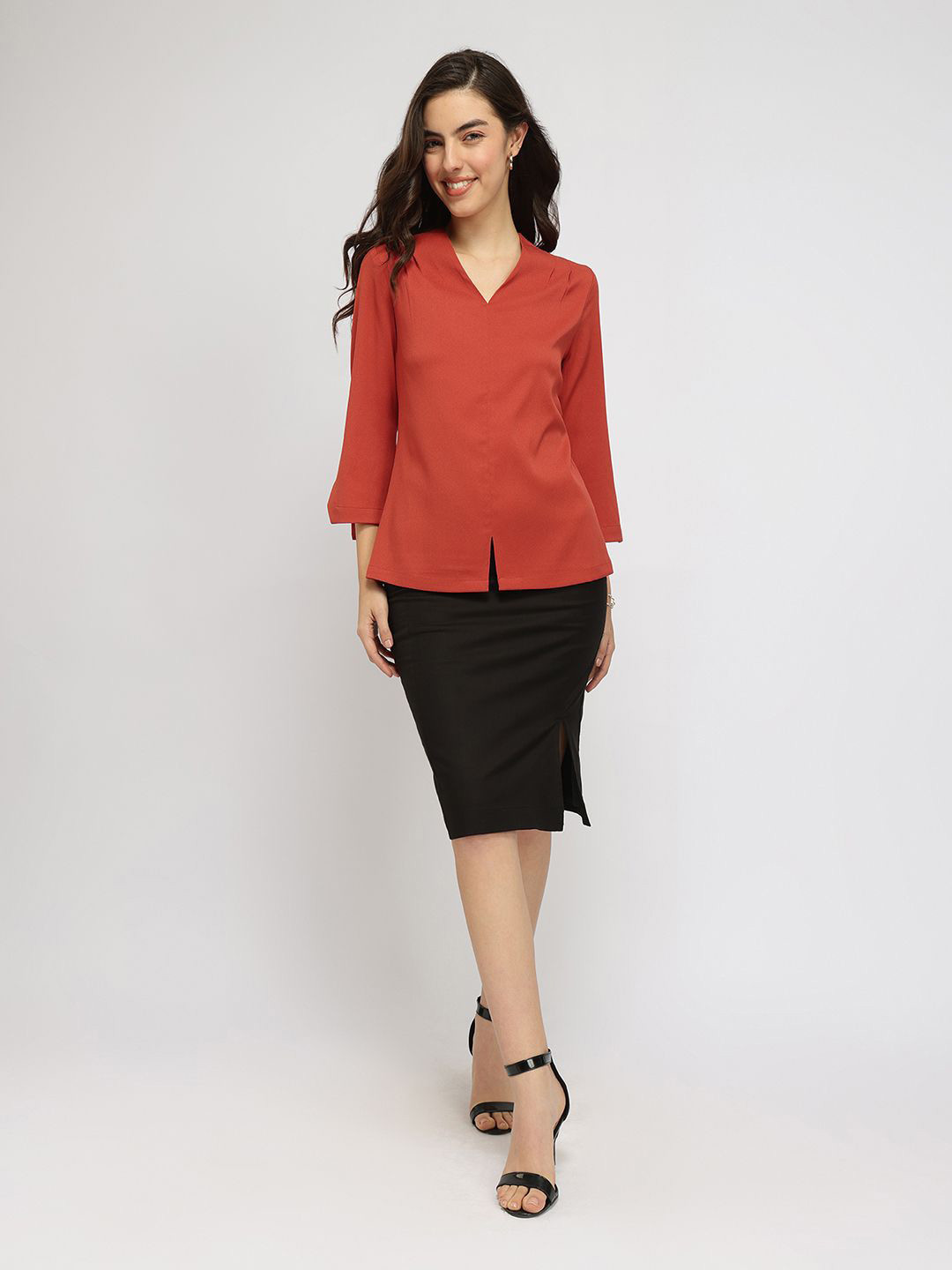 Buy FableStreet V Neck Top Rust - Tops for Women 32721437 | Myntra