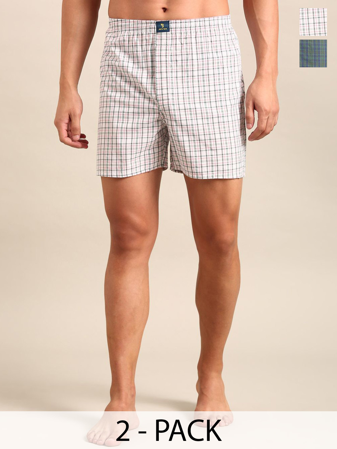 Buy Joven Pack Of 2 Printed Pure Cotton Boxers JB2C040 - Boxers for Men ...