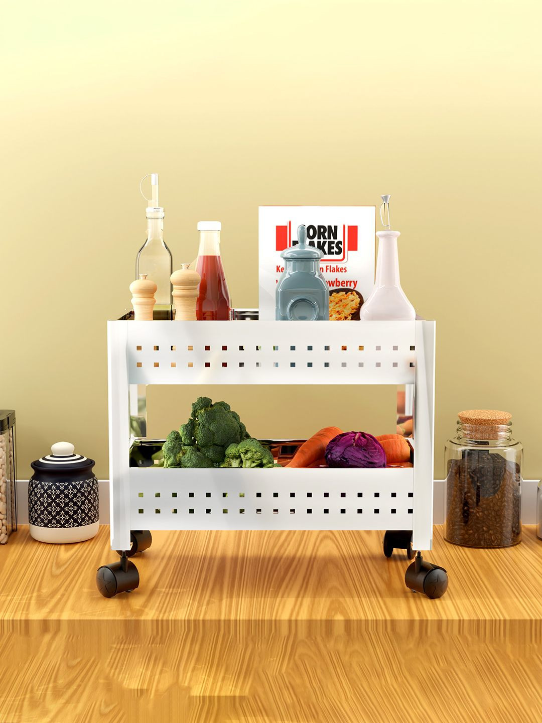 Buy Kuber Industries Silver Toned Textured 2 Tier Kitchen Storage Rack ...