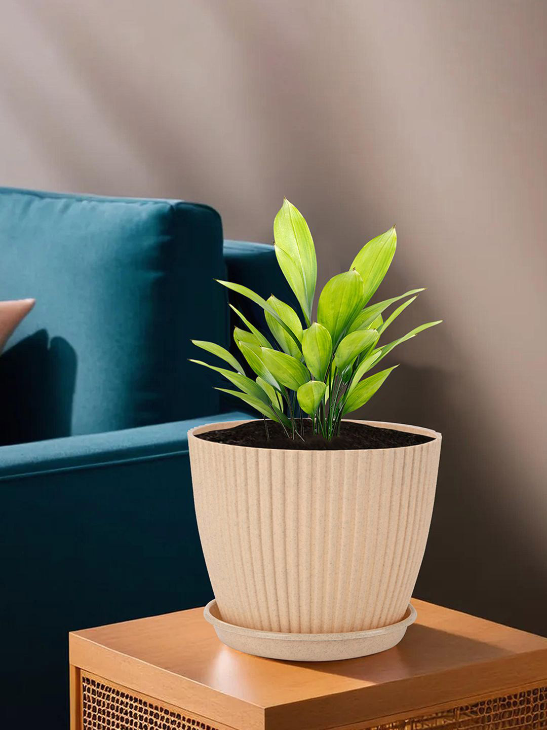 Buy Kuber Industries Pink & Beige Set Of 4 Textured Flower Pots With ...