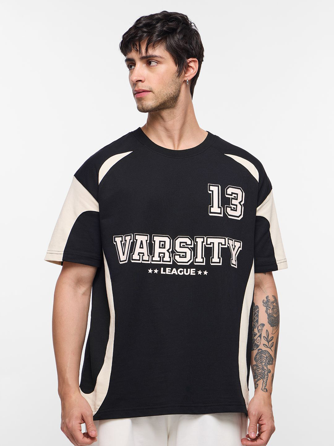 Buy The Souled Store Men Varsity Printed Round Neck Cotton Oversized T ...