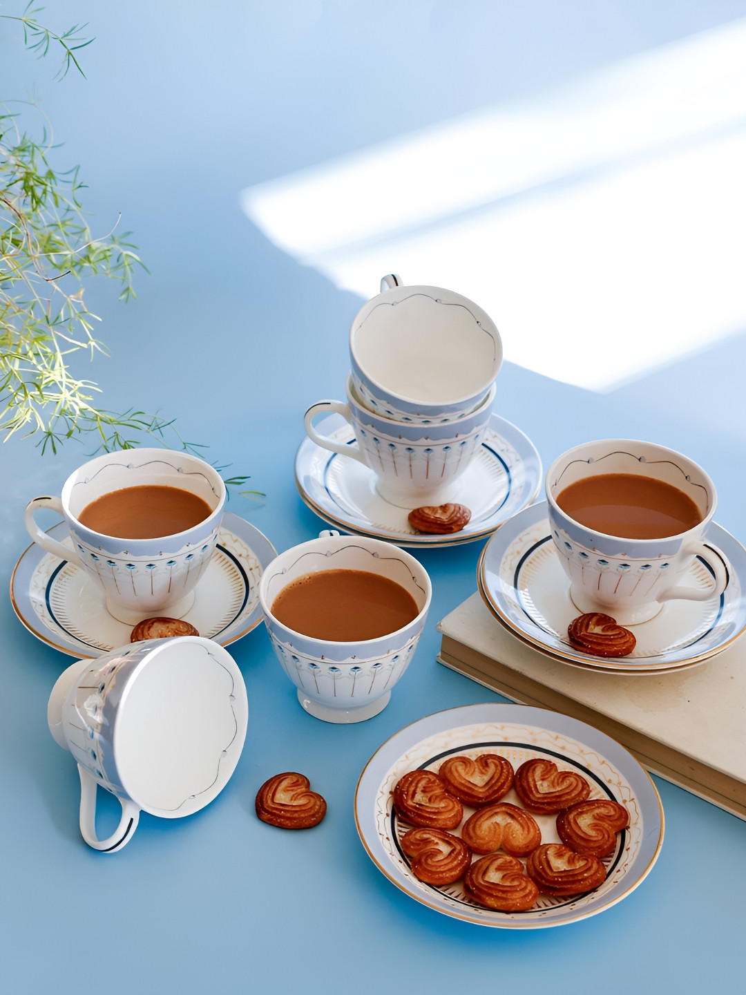 Buy The Wishing Chair White & Blue Floral Printed Ceramic Glossy Cups ...