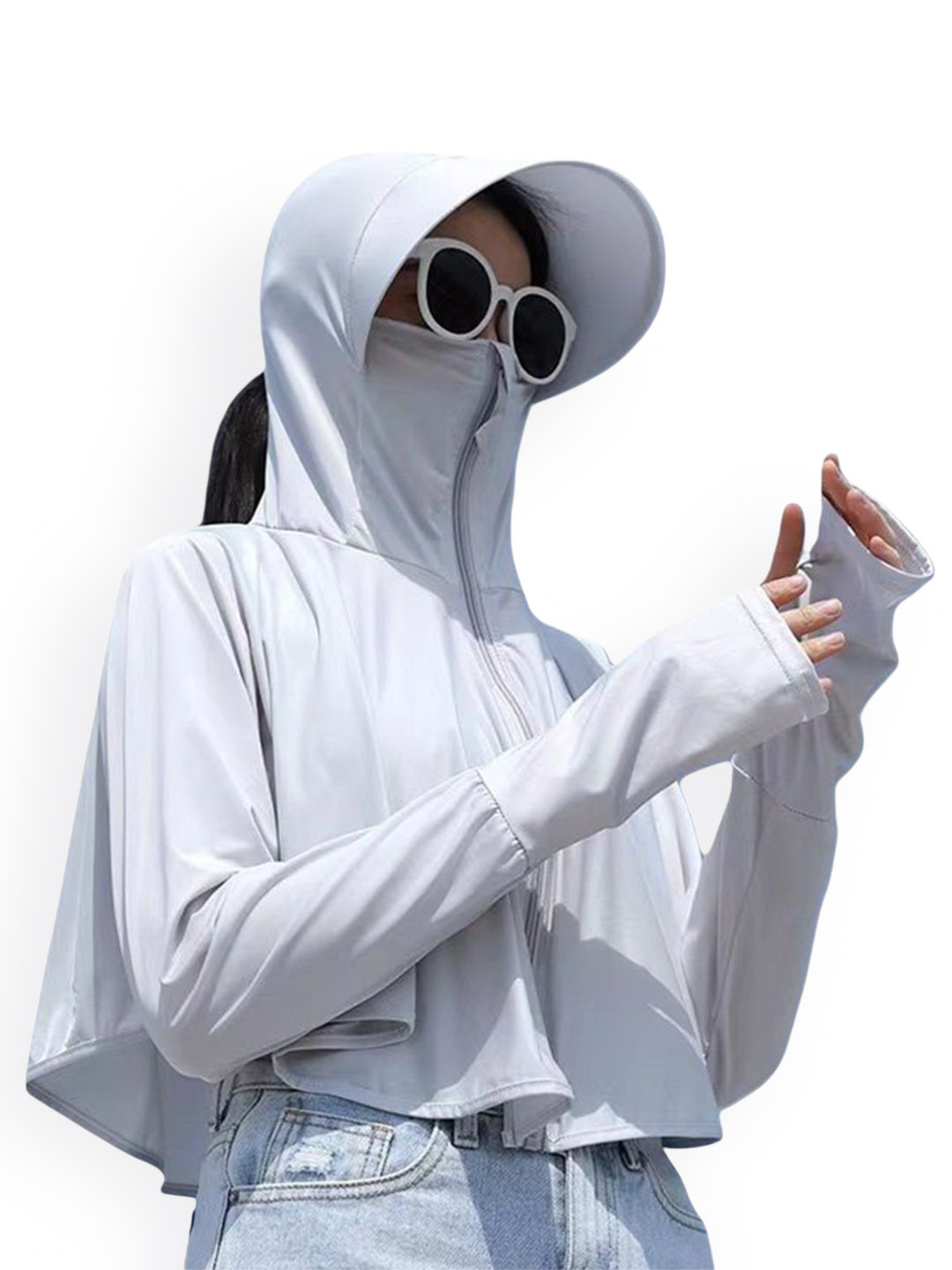 Buy Alexvyan Grey Sun & UV Protection UPF Jacket With Visor - Jackets ...