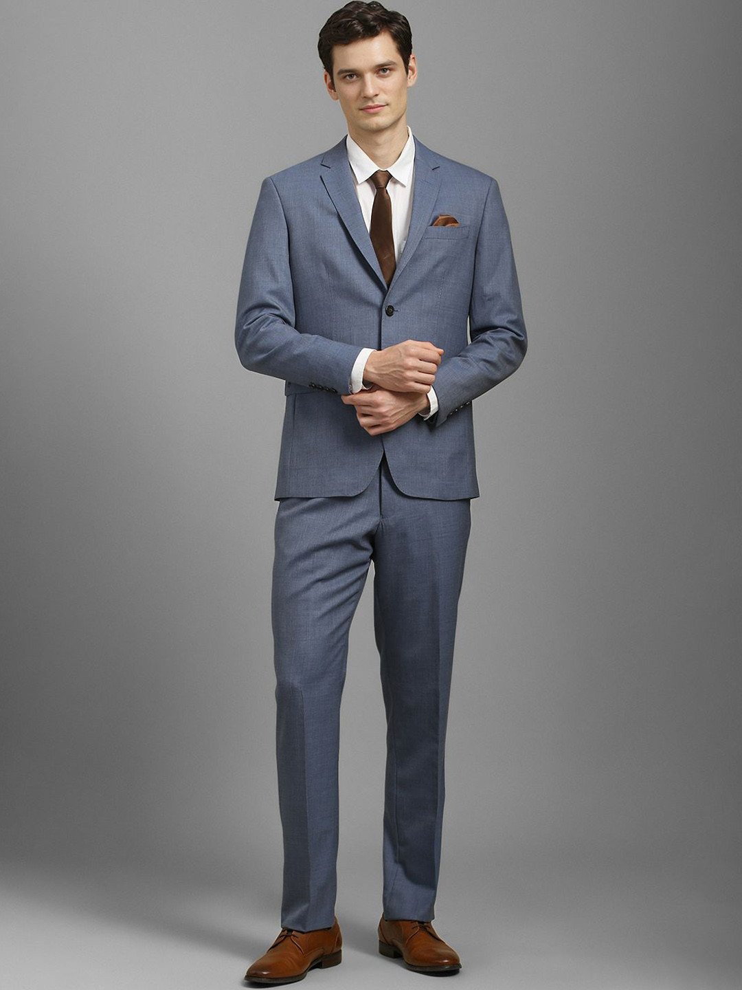 Buy Luxure By Louis Philippe Slim Fit Single Breasted Two Piece Suits ...