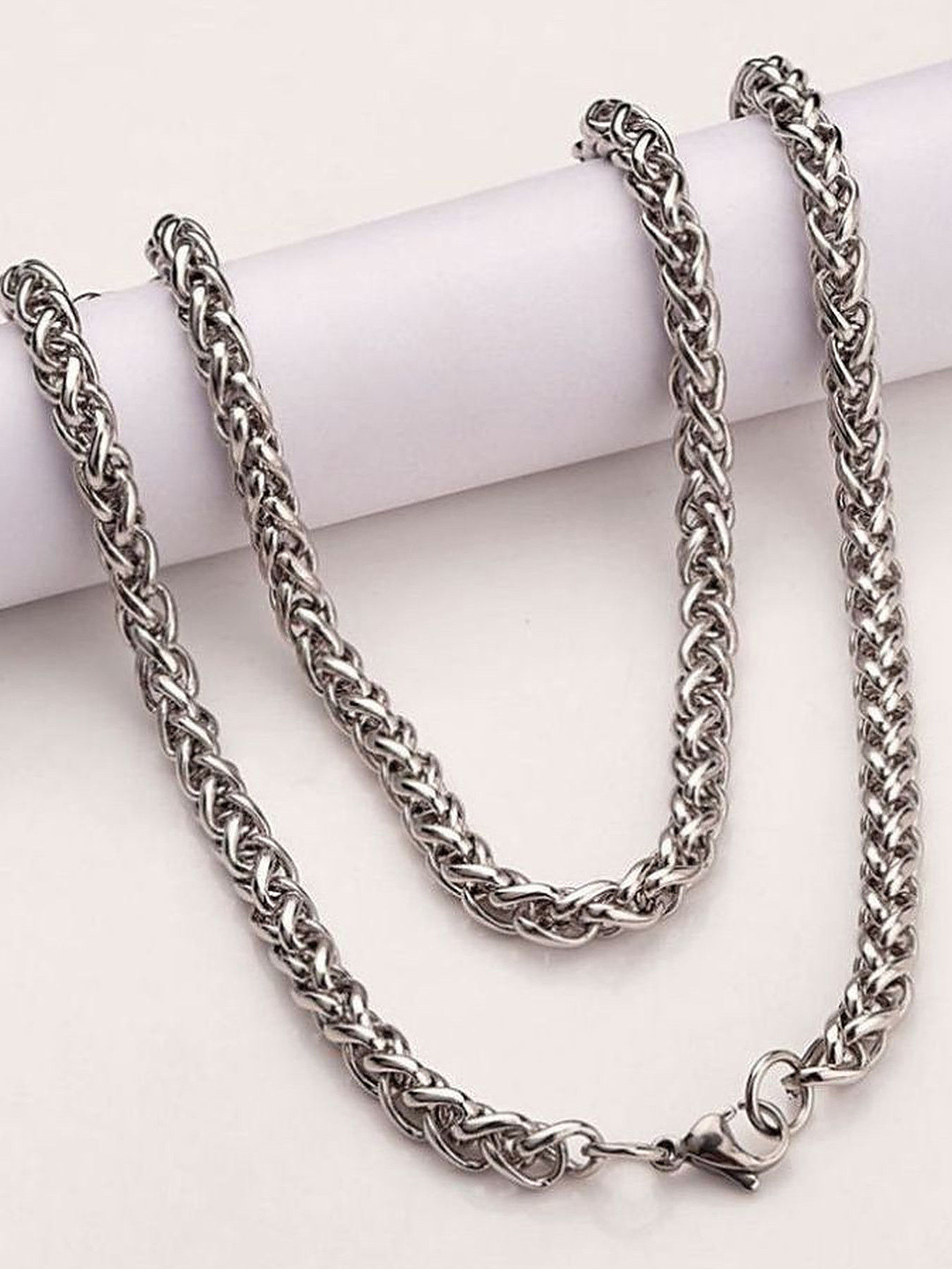 Buy RUHI COLLECTION Unisex Stainless Steel Silver Plated Statement Link ...