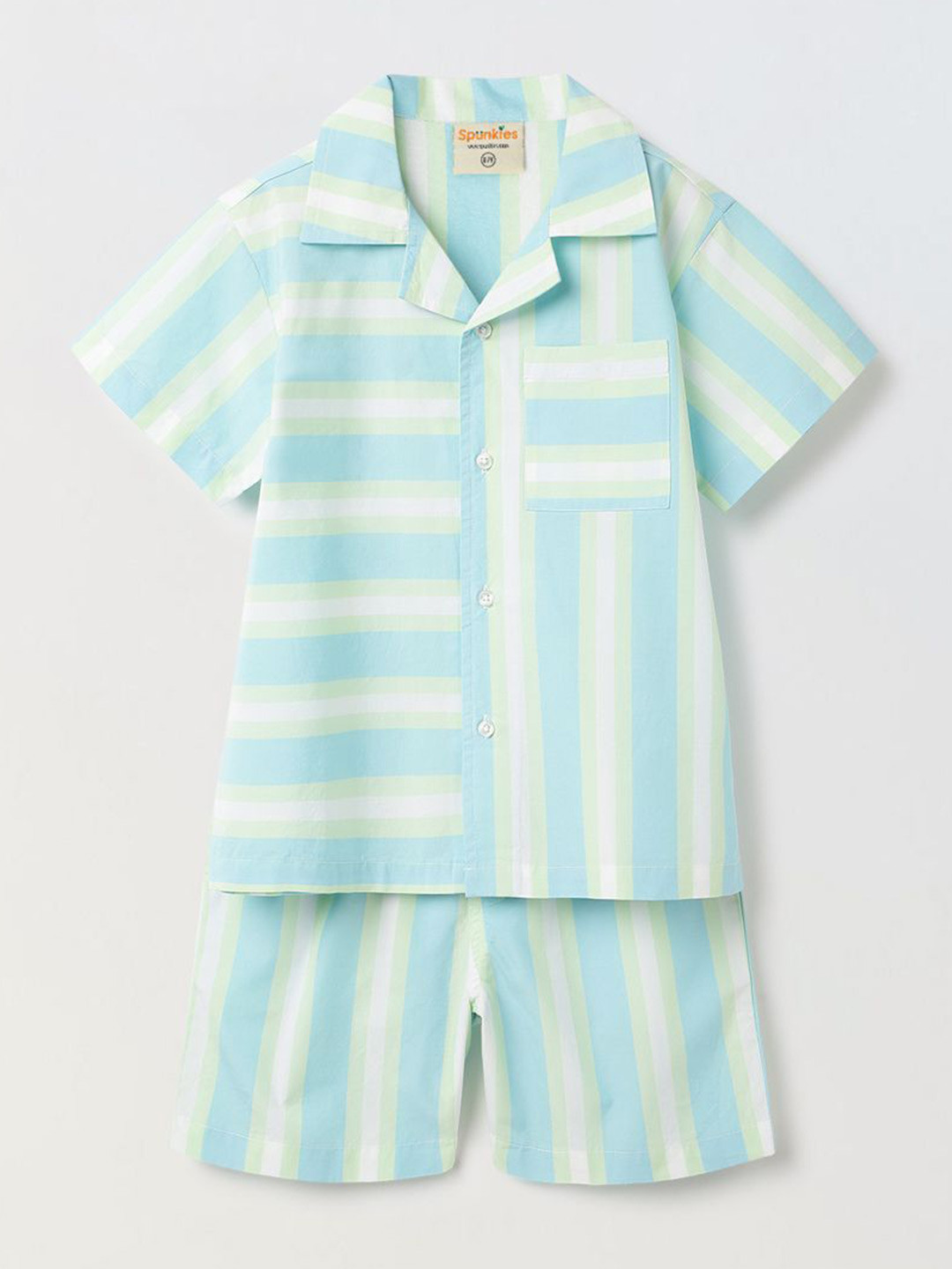 Buy SPUNKIES Kids Striped Pure Cotton Shirt With Shorts - Clothing Set ...